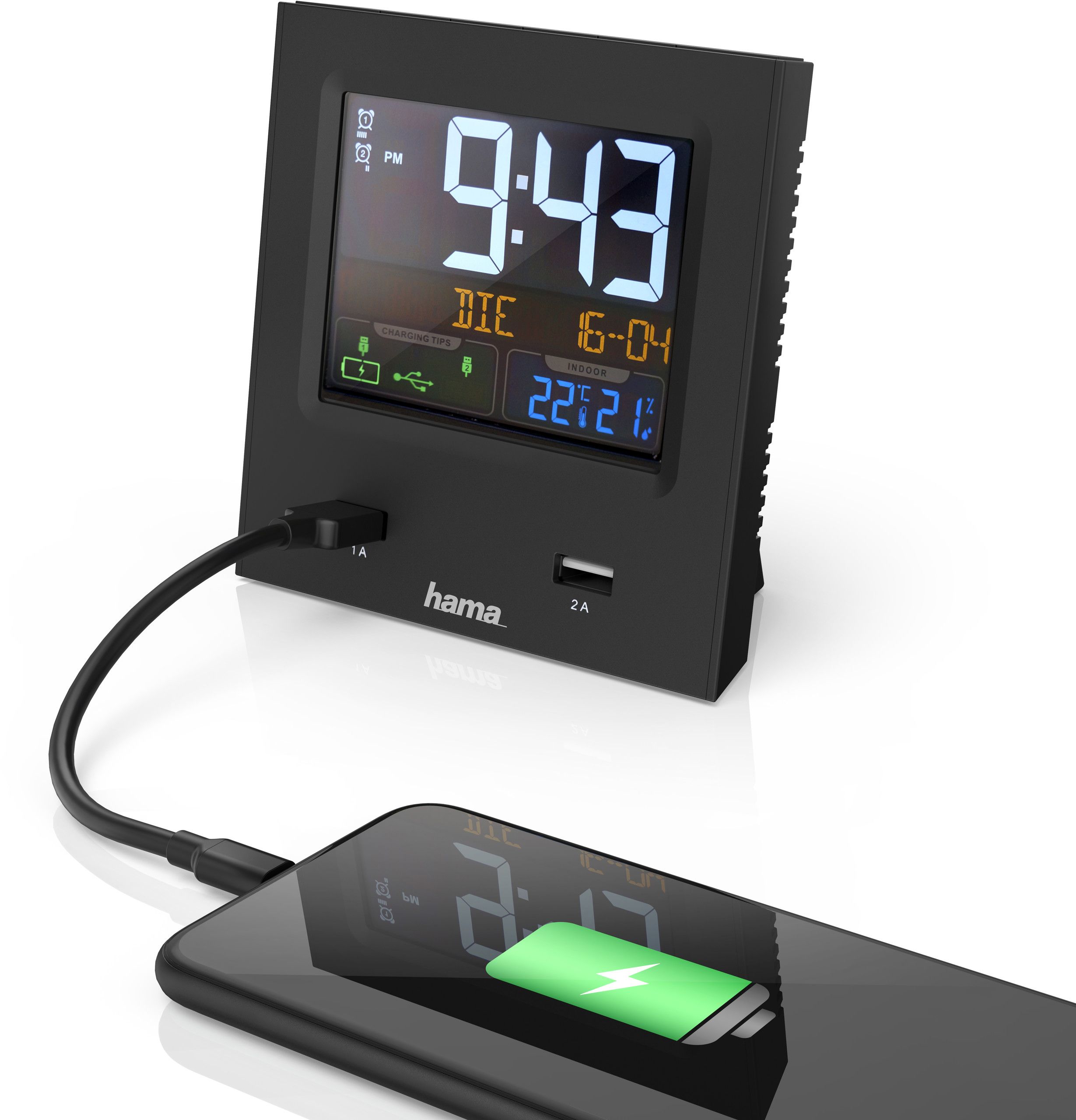 Hama Väckarklocka med 2x USB-A